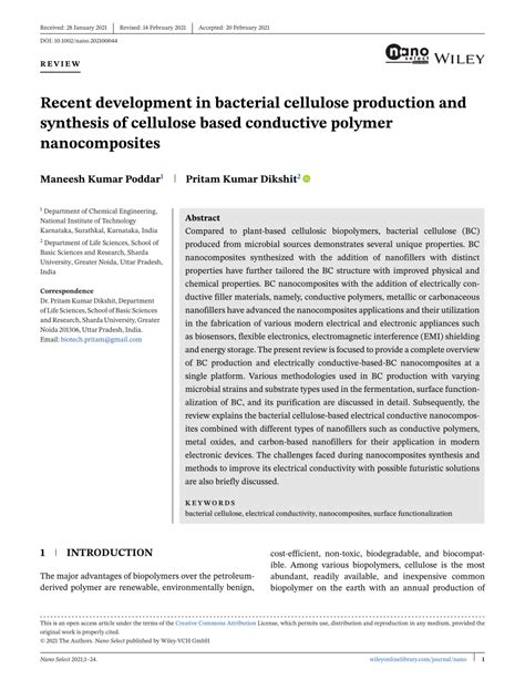 Pdf Recent Development In Bacterial Cellulose Production And Synthesis Of Cellulose Based