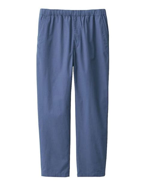 ＊一元起標無底價＊全新專櫃真品muji 無印良品2025夏季新款時尚雜誌型男當季限定有機棉水洗棉質舒適寬版煙燻藍色休閒長褲l號 Yahoo拍賣