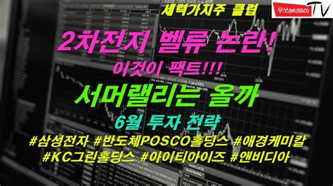 주식 0525 2차전지 벨류 논란이것이 진실서머랠리는 올까6월 투자 전략 에코프로비엠반도체posco홀딩스 아이티아이즈 앤비디아 애경케미칼 세력가치주