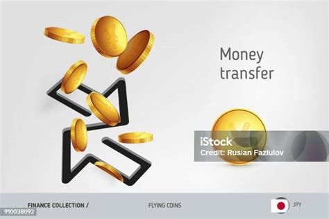 일본 엔 동전 금융 개념 비행 돈 전송 아이콘 인쇄 웹 사이트 웹 디자인 모바일 애플 리 케이 션 인포 그래픽에 대 한 벡터