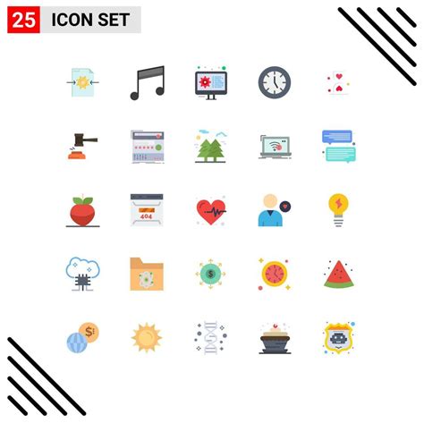 25 Flat Color Concept For Websites Mobile And Apps Heart Products Coding Electronics Clock
