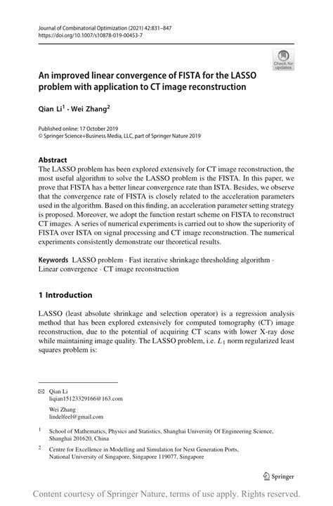An Improved Linear Convergence Of Fista For The Lasso Problem With