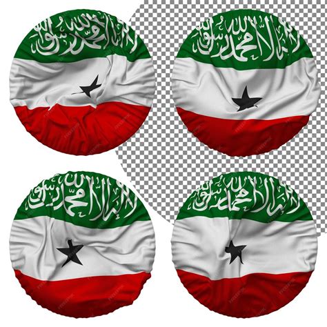 Premium Psd Somaliland Flag Round Shape Isolated Different Waving Style Bump Texture 3d Rendering