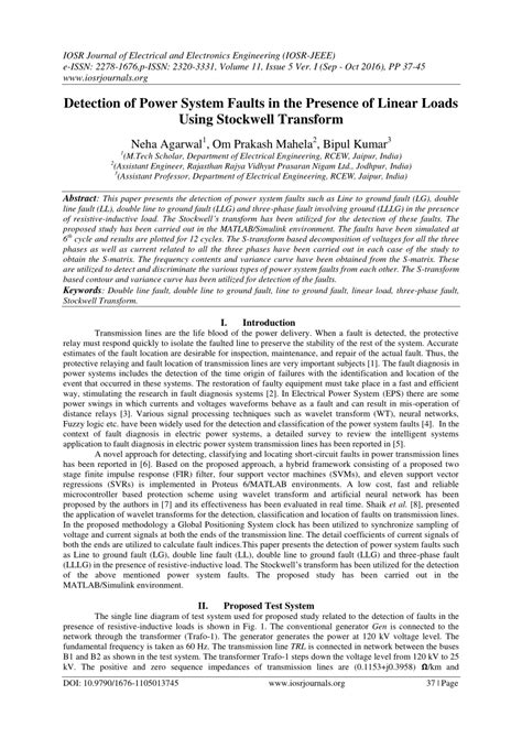 pdf detection of power system faults in the presence of linear loads