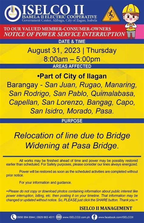 Notice Of Iselco Ii Scheduled Power Interruption August 31 2023