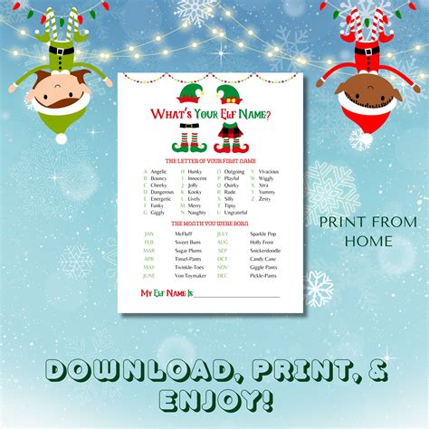 Elf Name Generator Whats Your Elf Name Christmas Elf Name Game Elf Name Game Elf Game Night