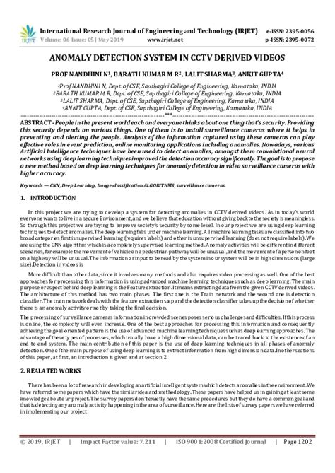 Pdf Irjet Anomaly Detection System In Cctv Derived Videos