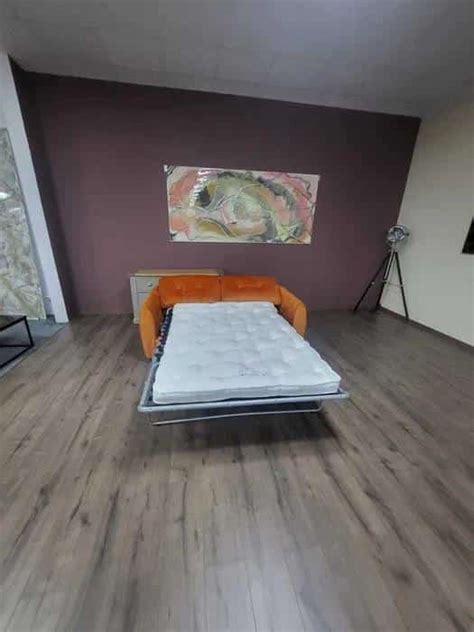 Оранжев диван от плат двойка с функция сън ДИВАНИТЕ