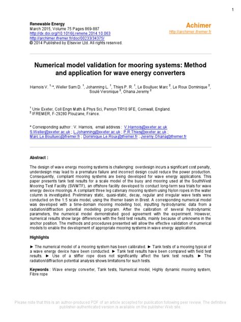 Pdf Numerical Model Validation For Mooring Systems Dokumen Tips