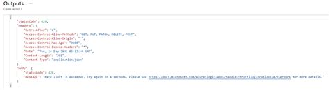 started to receive 429 errors when posting data from azure logic app to