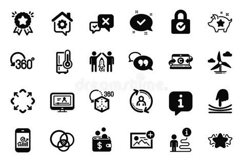 Vector Set Of Technology Icons Related To Password Encryption Windmill Turbine And Partnership