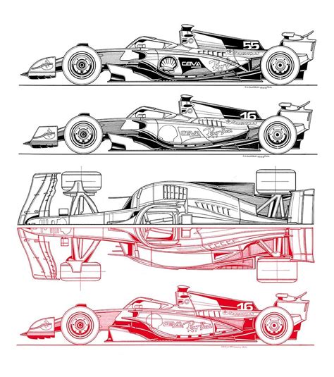 F1 Car Side Profile Drawing