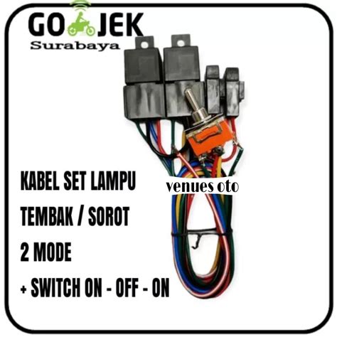 Kabel Set Relay Lampu Tembak Sorot Tambahan Mode High Low Plus Switch On Off On V