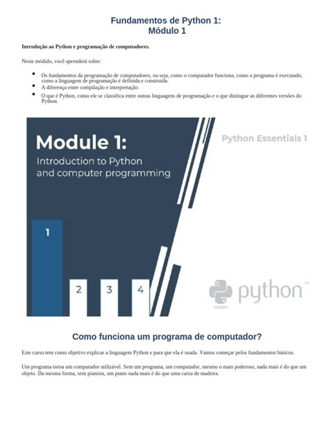 Módulo 1 Introdução Ao Python E À Programação De Computadores Pdf