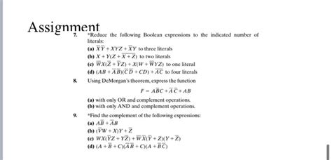 solved assignment and reduce the following boolean