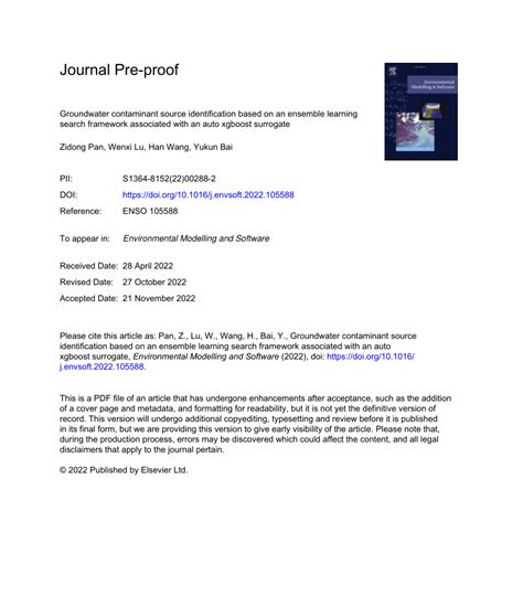 Pdf Groundwater Contamination Source Recognition Based On Ensemble