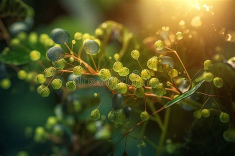 Close Up Of Translucent Leaves And Plants As A Symbol Of Photosynthesis Stock Illustration