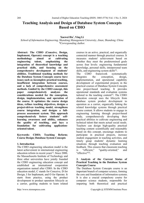 pdf teaching analysis and design of database system concepts based on
