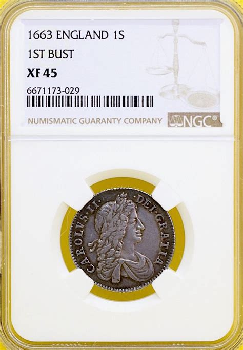 1663 Shilling Ngc Xf45 Charles Ii Uk Coinage