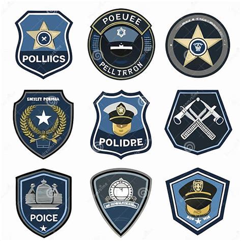 Police Badge Patches Complete Set Of Law Enforcement Emblems Stock