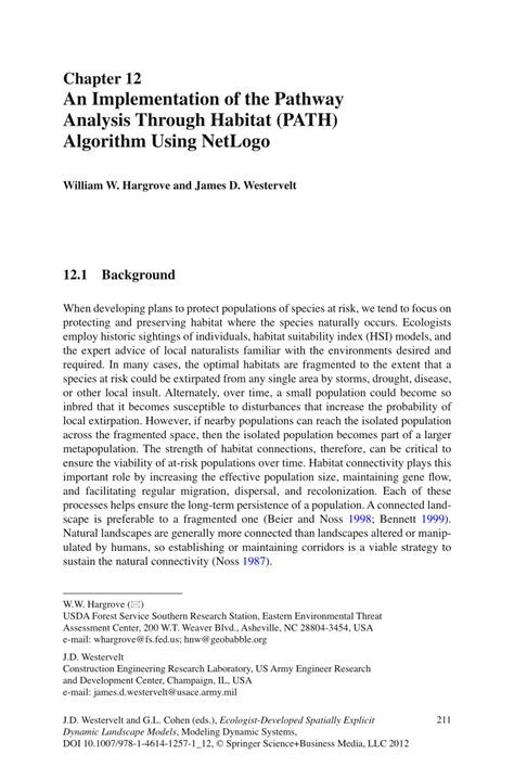 Pdf An Implementation Of The Pathway Analysis Through Habitat Path