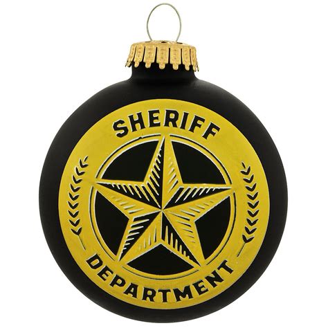 Sheriff Department Badge Ebony Velvet Glass Ornament