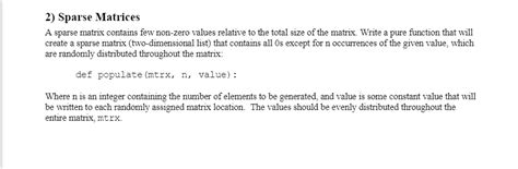 Solved Sparse Matrices A Sparse Matrix Contains Few Chegg
