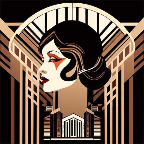 Premium Vector Art Deco Aesthetics Womans Head With Angular Elegance