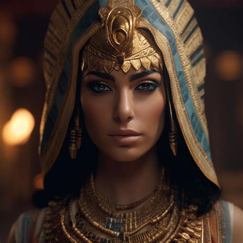 Premium Ai Image A Model With A Blue And Gold Headdress