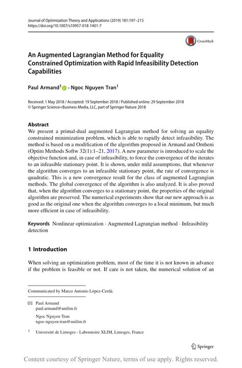 An Augmented Lagrangian Method For Equality Constrained Optimization
