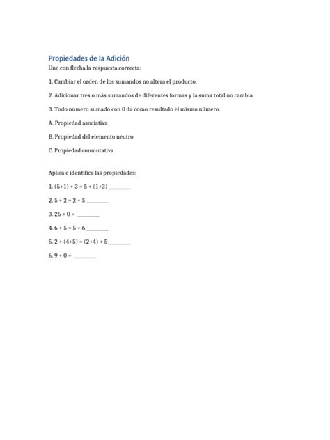 Propiedades De La Adicion Pdf