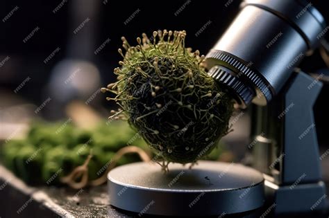 Premium Ai Image Examining A Plant Under A Microscope Generative Ai
