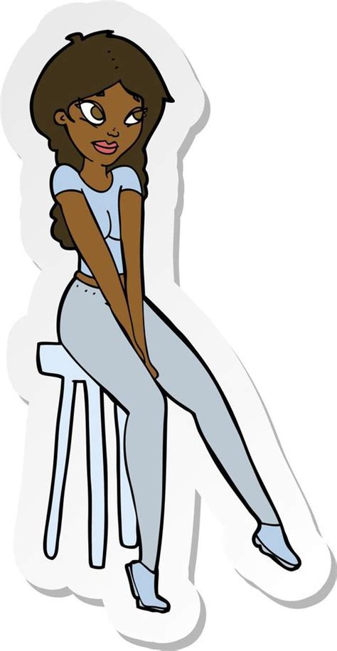 Sticker Of A Cartoon Pretty Girl On Stool 9909454 Vector Art At Vecteezy