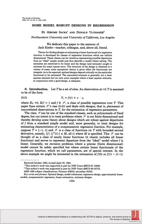 Pdf Some Model Robust Designs In Regression