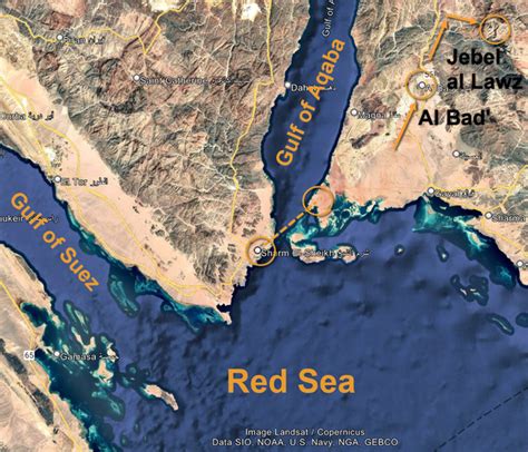 A Map Showing The Israelites Crossing The Red Sea Nuweiba Beach Red