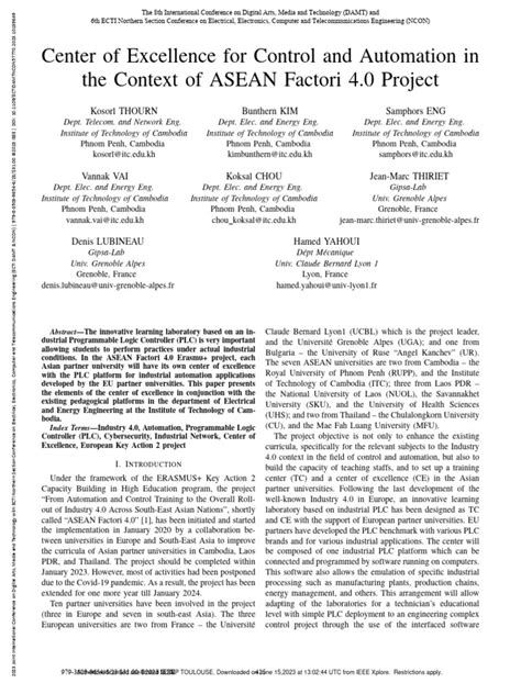 center of excellence for control and automation in the context of pdf