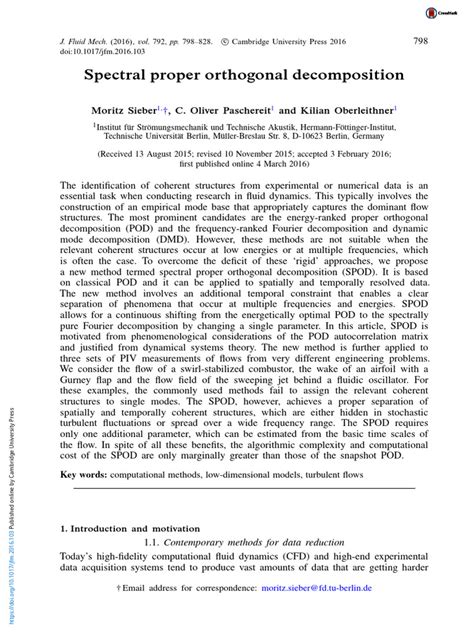 Sieber Et Al 2016 Spectral Proper Orthogonal Decomposition Pdf
