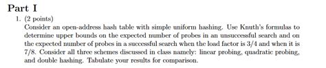 solved part i 1 2 points consider an open address hash