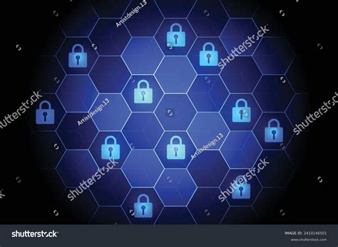 Abstract Hexagonal Premium Security Cyber Digital Stock Vector Royalty