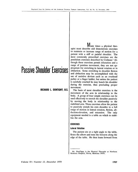 Pdf Passive Shoulder Exercises