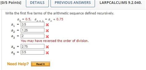 solved write the first five terms of the arithmetic sequence