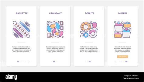 Pastry Shop Bakery Cafe Food Products Vector Illustration Ux Ui Onboarding Mobile App Page