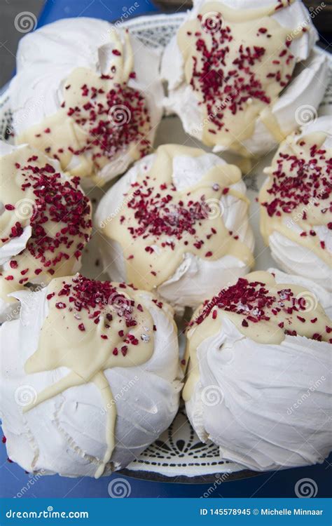 Raspberry Meringues Recipe Stock Image Image Of Beautiful 145578945