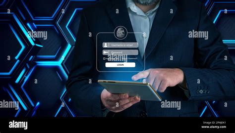 Login Using Digital Device Man Hand Using Online Banking E Commerce