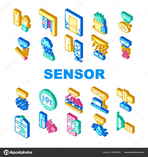 Sensor Electronic Tool Collection Icons Set Vector Motion Vibration