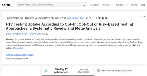 Hiv Testing Uptake According To Opt In Opt Out Or Risk Based Testing Approaches A Systematic