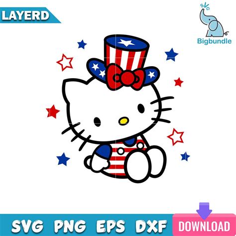Patriotic Kitty Svg 4th Of July Svg Hello Kitty Svg Sg20062350