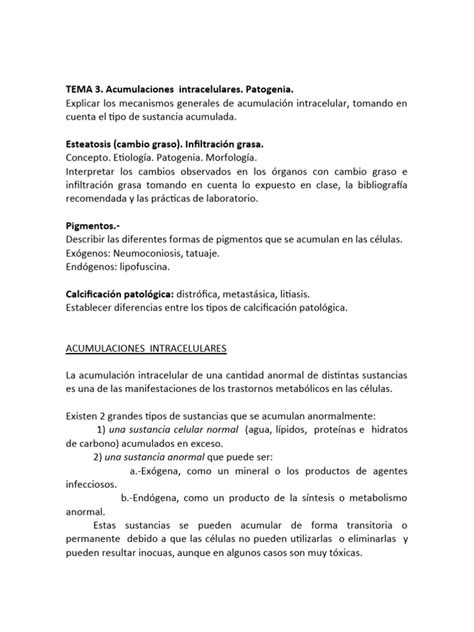 Unidad 2 Tema 3 Acumulaciones Intracelulares Pdf Calcio