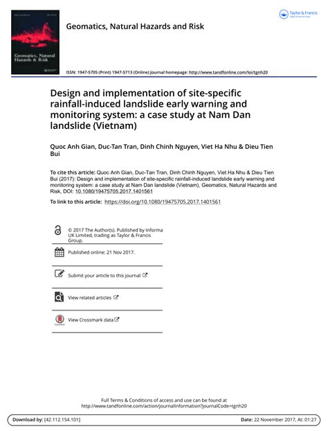 PDF Design And Implementation Of Site Specific Rainfall Induced Landslide Early Warning And