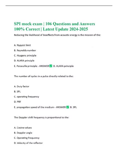 SPI Mock Exam 106 Questions And Answers 100 Correct Latest Update SPI Stuvia US